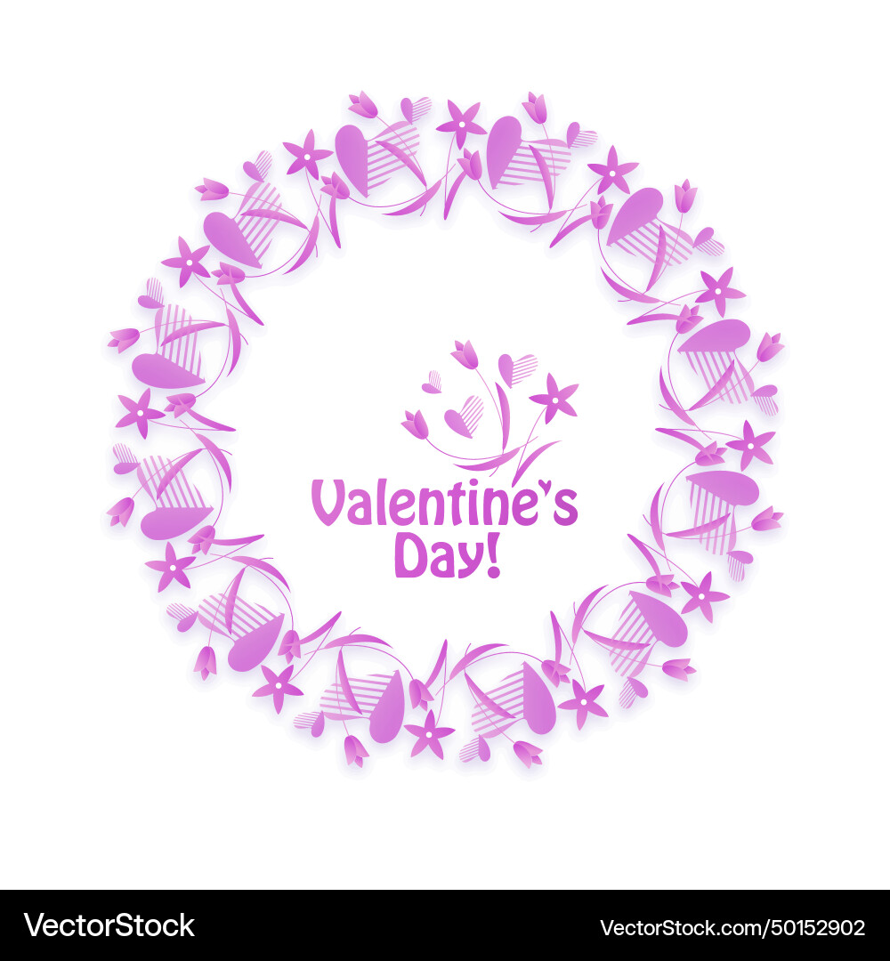 Valentines day festive wreath decorative card – Royalty-Free Vector ...