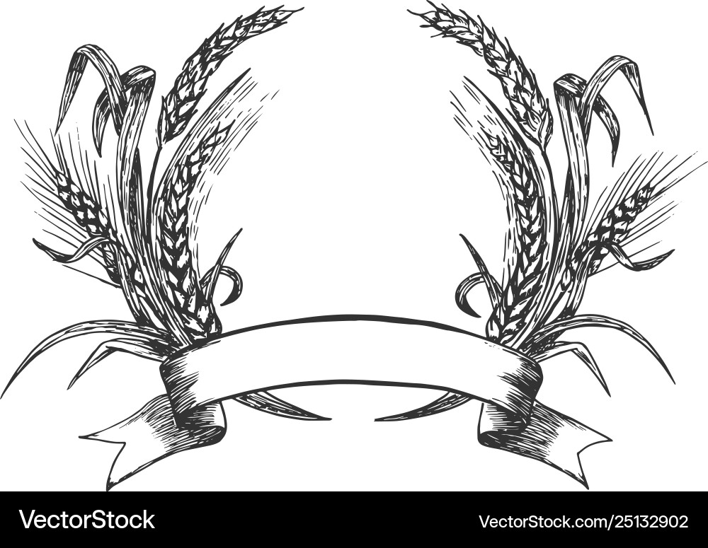 Wheat Wreath with Ribbon Royalty Free Vector Image