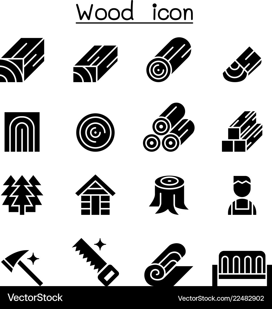 Wood icon set Royalty Free Vector Image - VectorStock