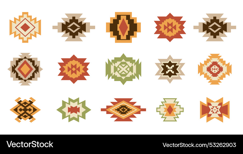 Aztec navajo elements set southwestern symbols Vector Image