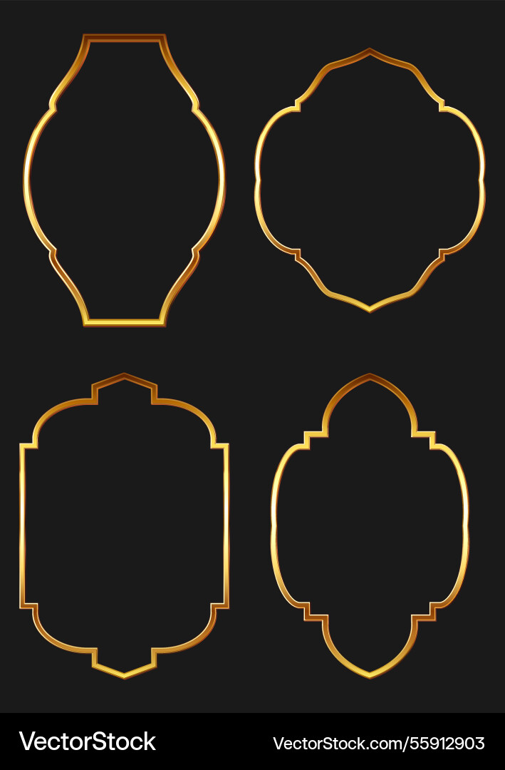 Collection of golden frames designs Royalty Free Vector