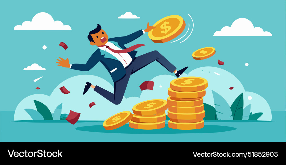 Financial instability businessman coin tumble Vector Image Financial instability businessman coin tumble Vector Image