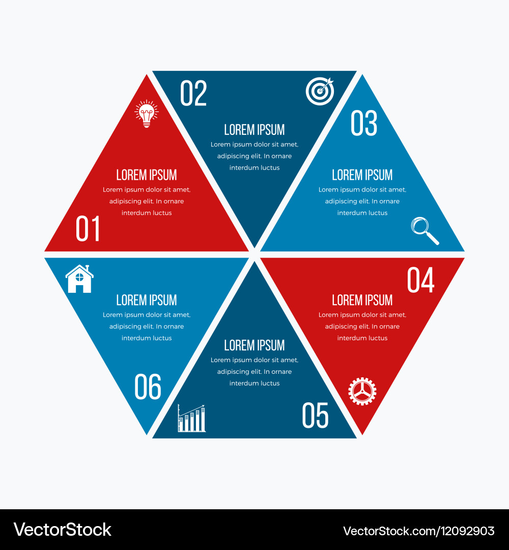 Infografiken sechs Sechser Lizenzfreies Vektorbild