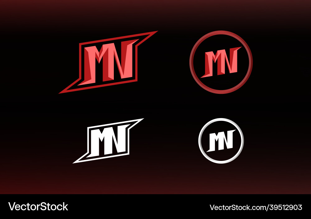 Initials mn logo with a bright color Royalty Free Vector