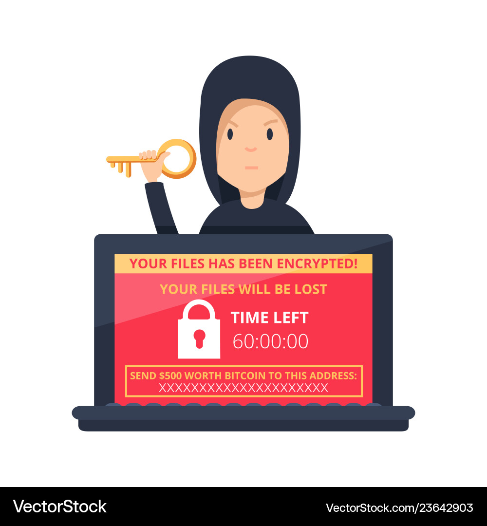 Ransomware malware wannacry risk symbol hacker Vector Image