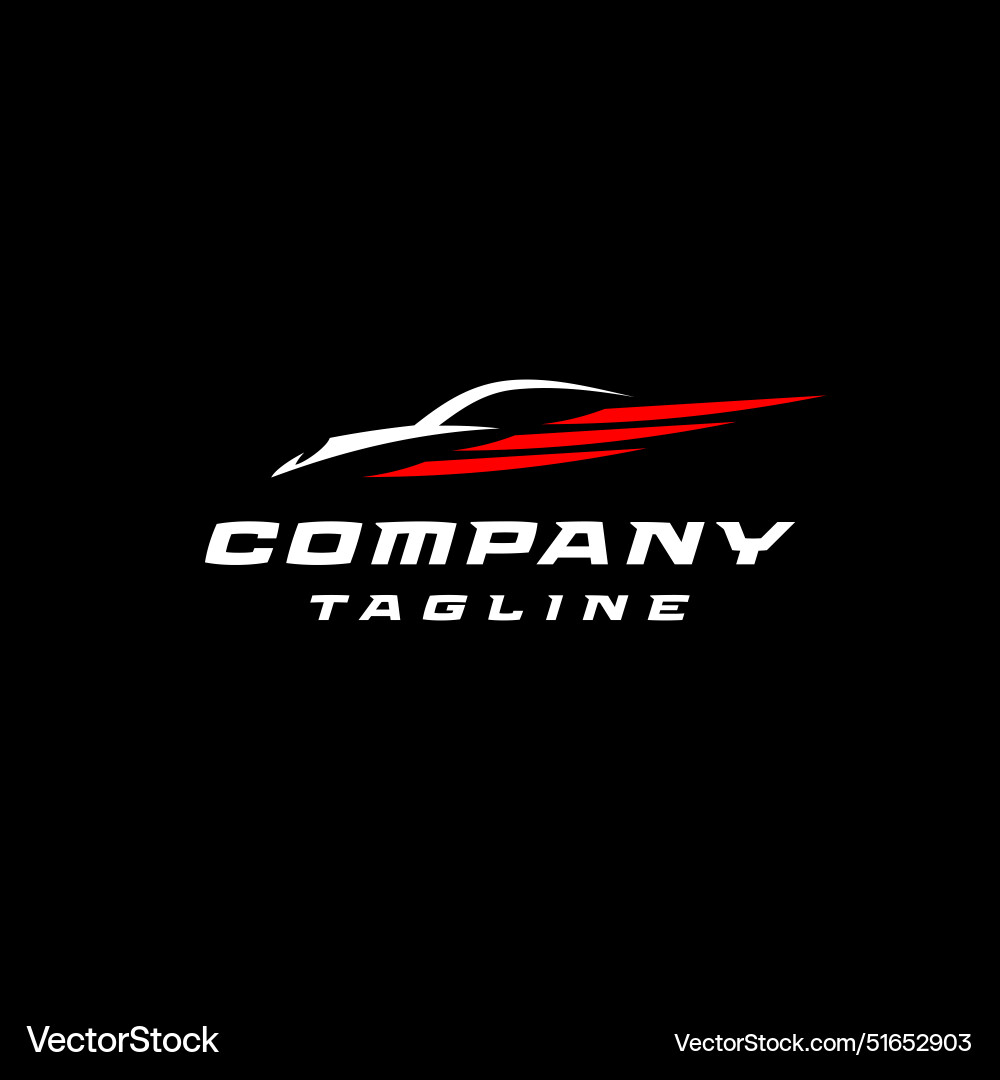 Red winged car silhouette logo design Royalty Free Vector