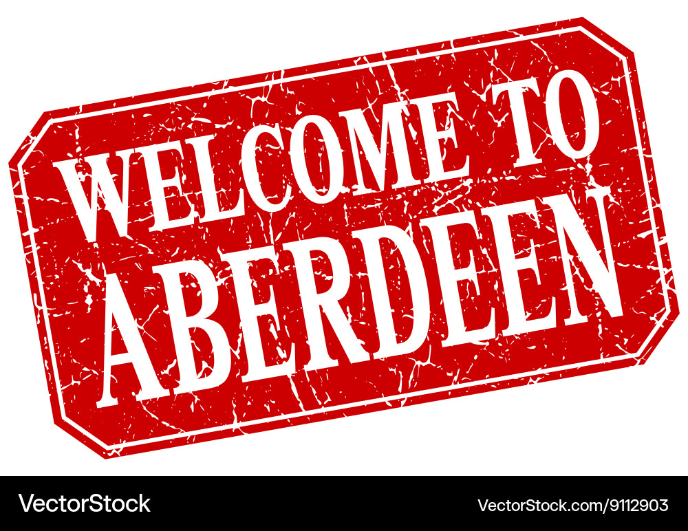 Welcome to aberdeen red square grunge stamp Vector Image