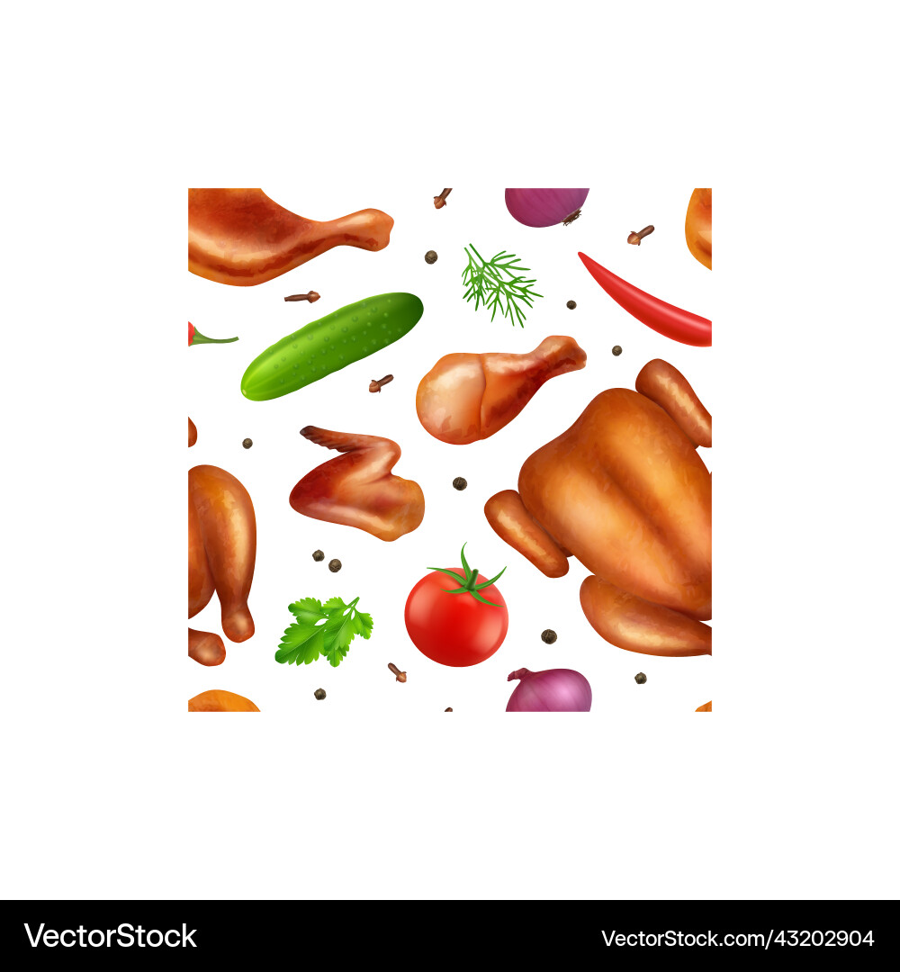 Chicken pattern fried delicious food Royalty Free Vector