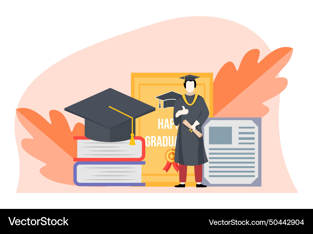 Graduation flat design Royalty Free Vector Image