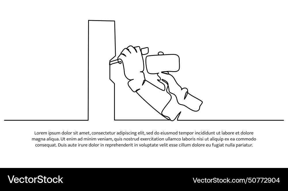 One line continuous of wood working contractor Vector Image
