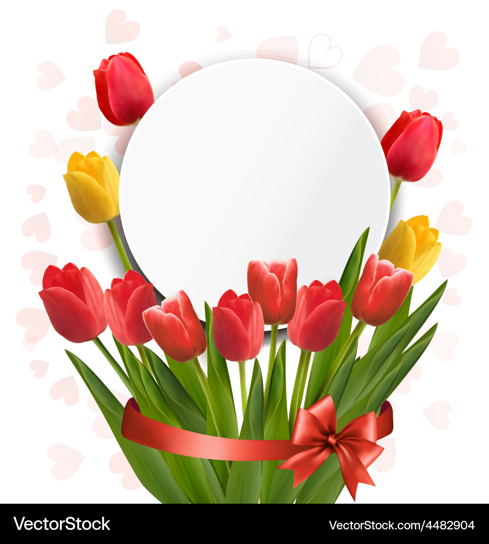 Red tulips with happy mothers day note Royalty Free Vector