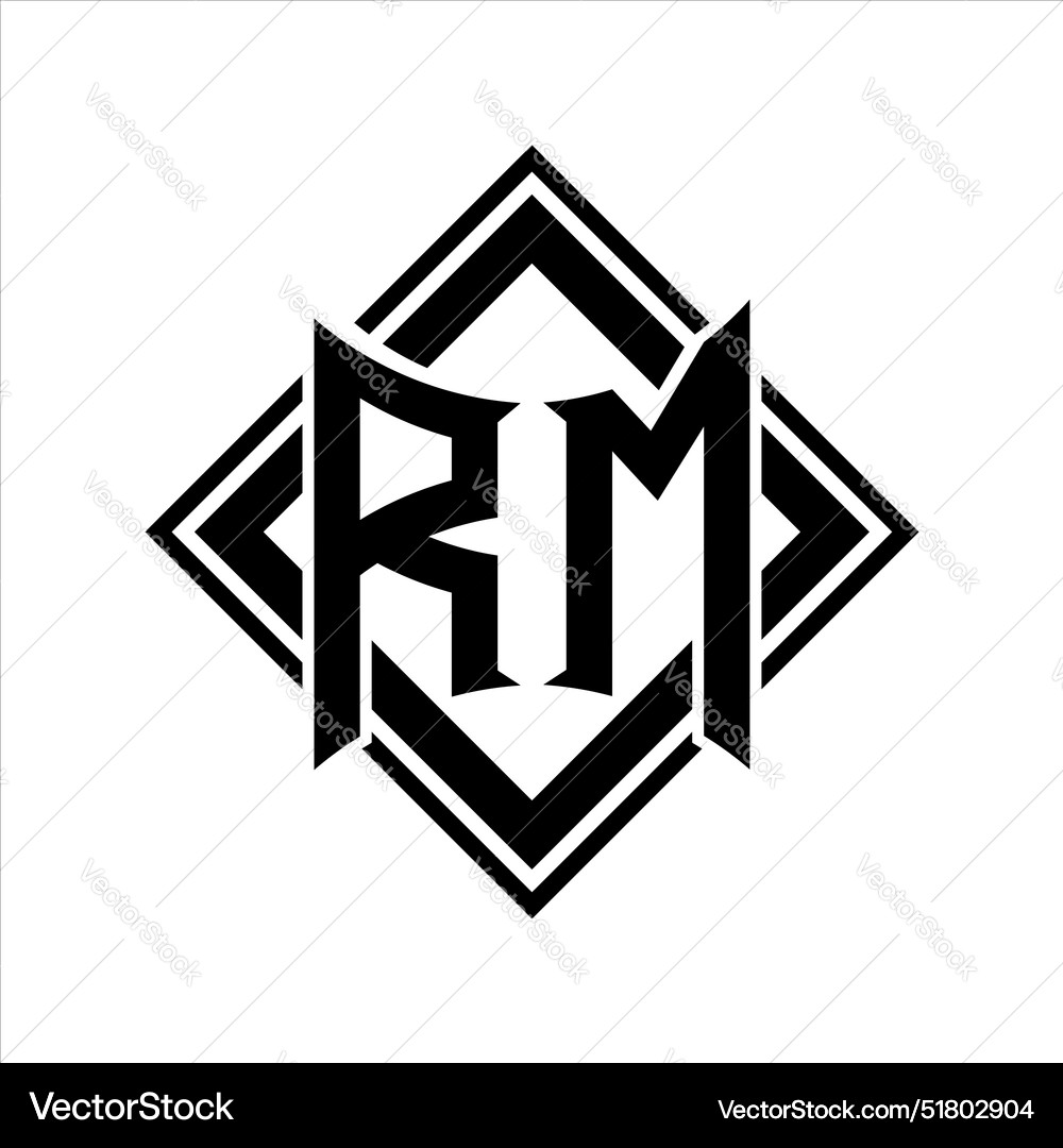Rm letter logo with abstract shield shape Vector Image