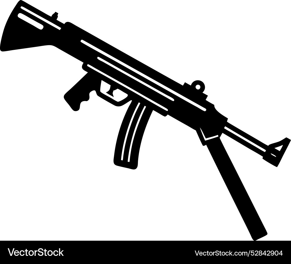 Sten gun silhouette black Royalty Free Vector Image