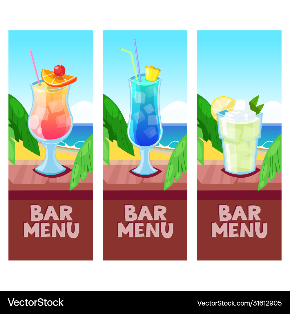 Beach bar menu design template with place Vector Image