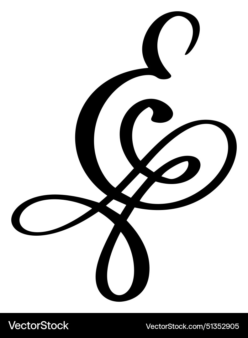 Calligraphy hand drawn letter e script Royalty Free Vector