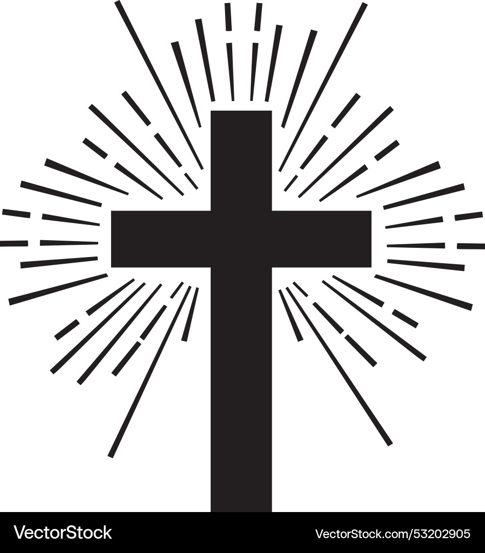Cross with rays Royalty Free Vector Image - VectorStock