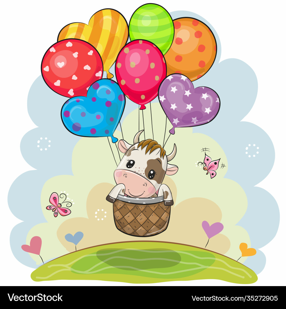 Cute Bull Balloons Royalty Free Vector Image - VectorStock
