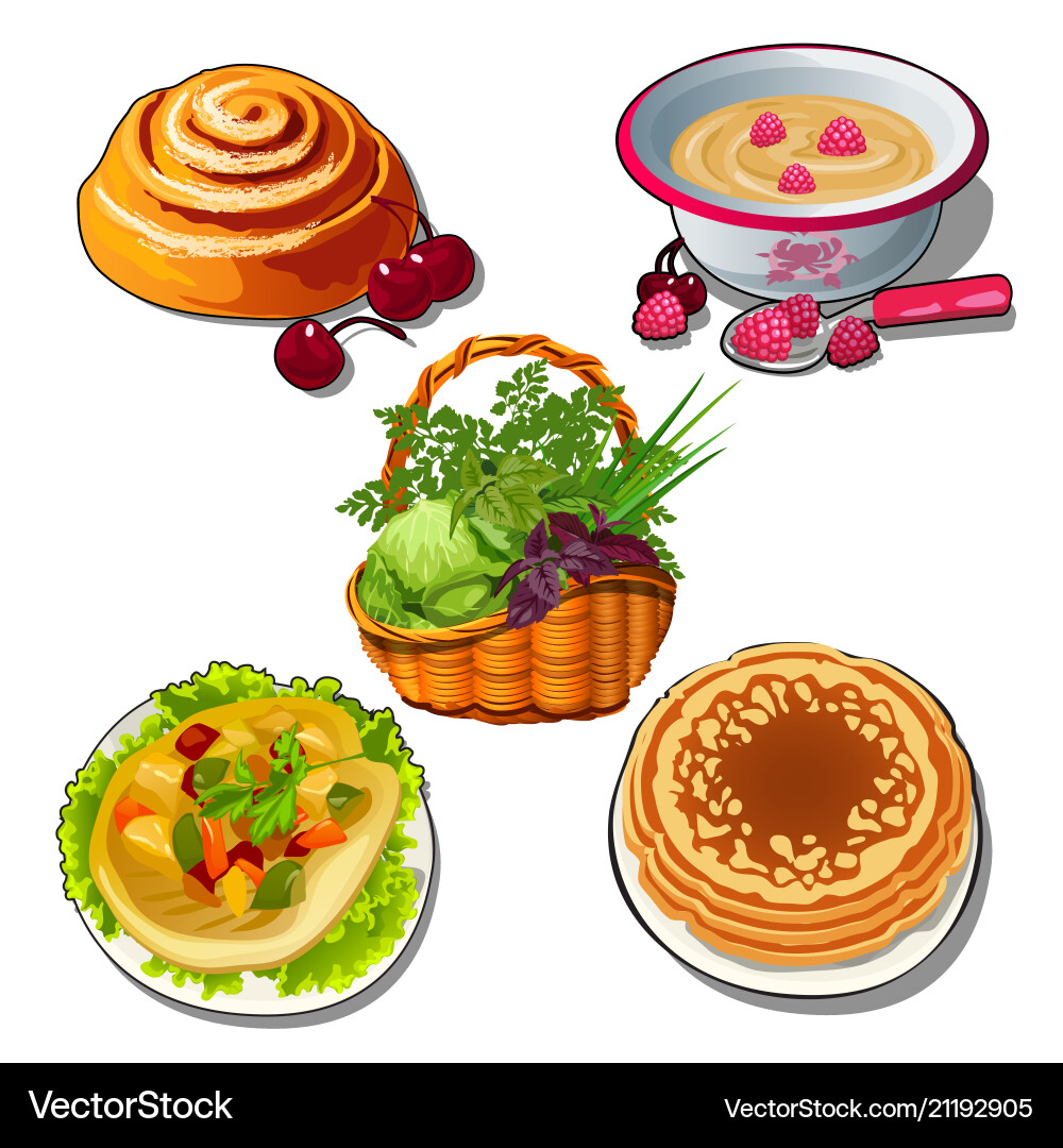 Fresh Food Collection on White Royalty Free Vector Image