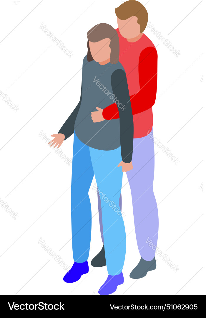 Happy couple embrace icon isometric young Vector Image