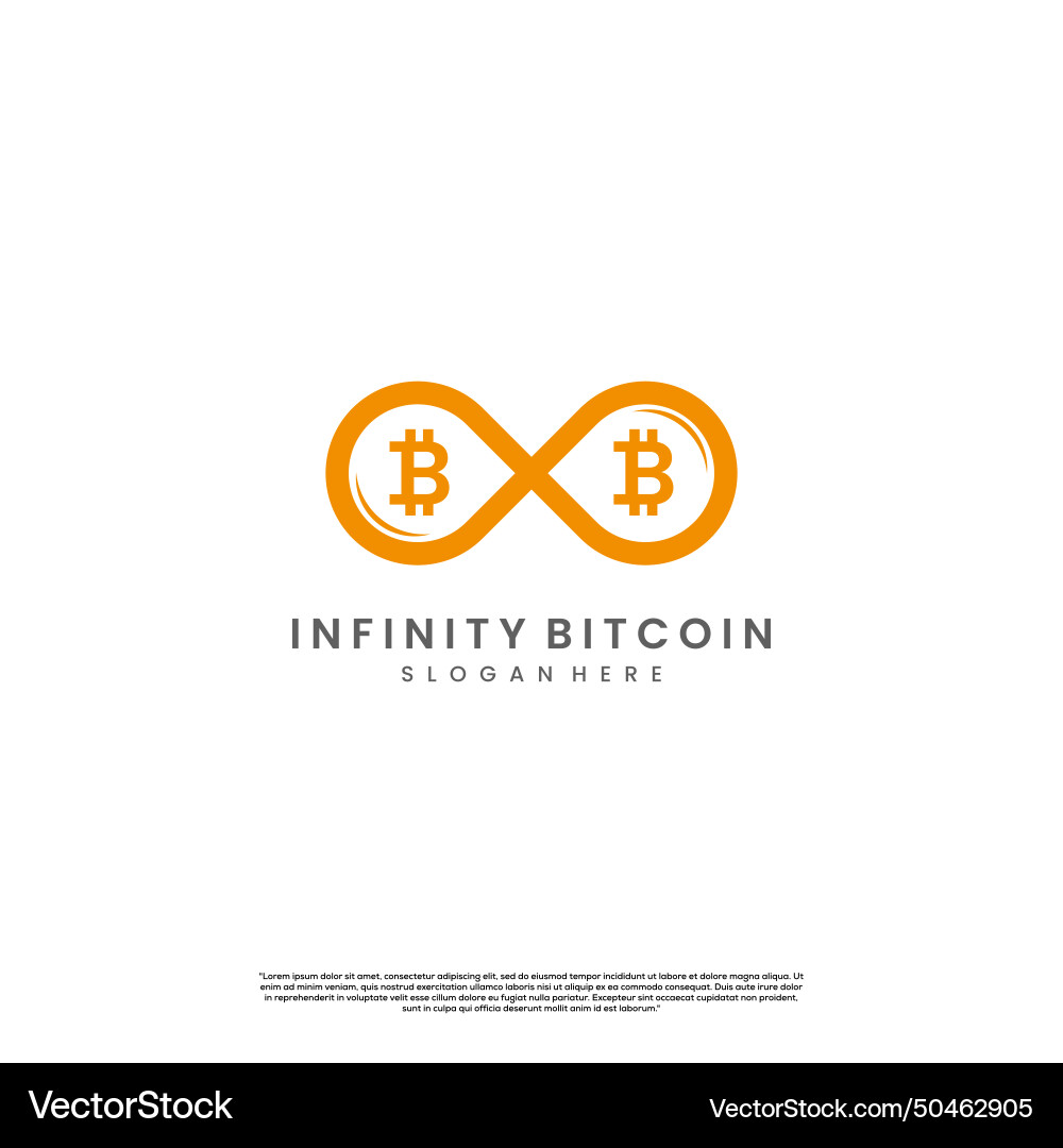 Infinity bitcoin logo icon template Royalty Free Vector
