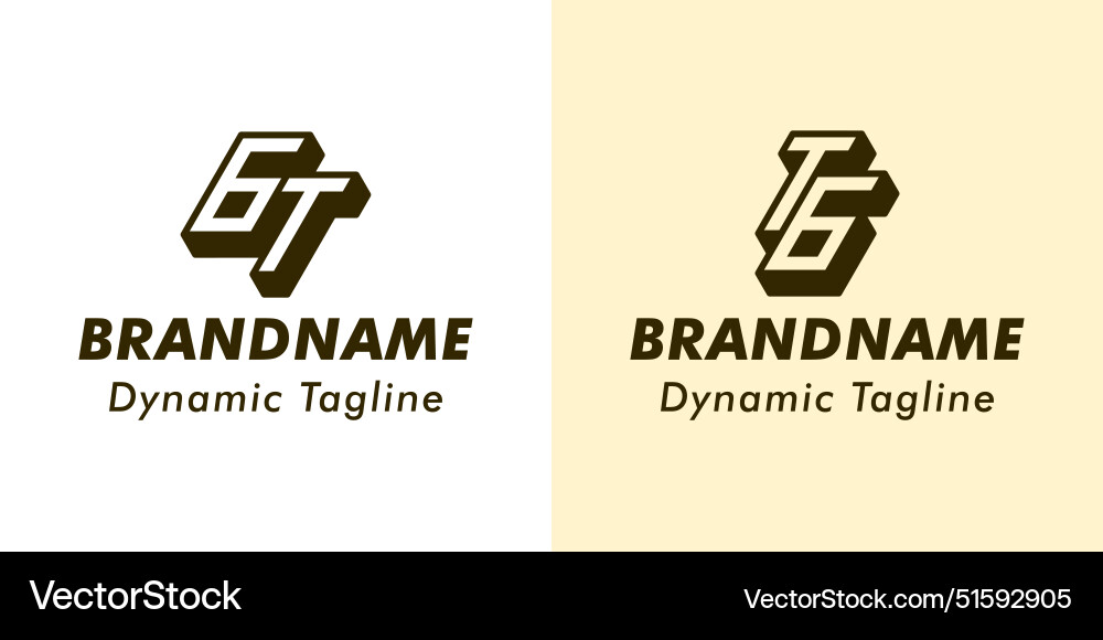 Letters gt and tg 3d monogram logo suitable Vector Image