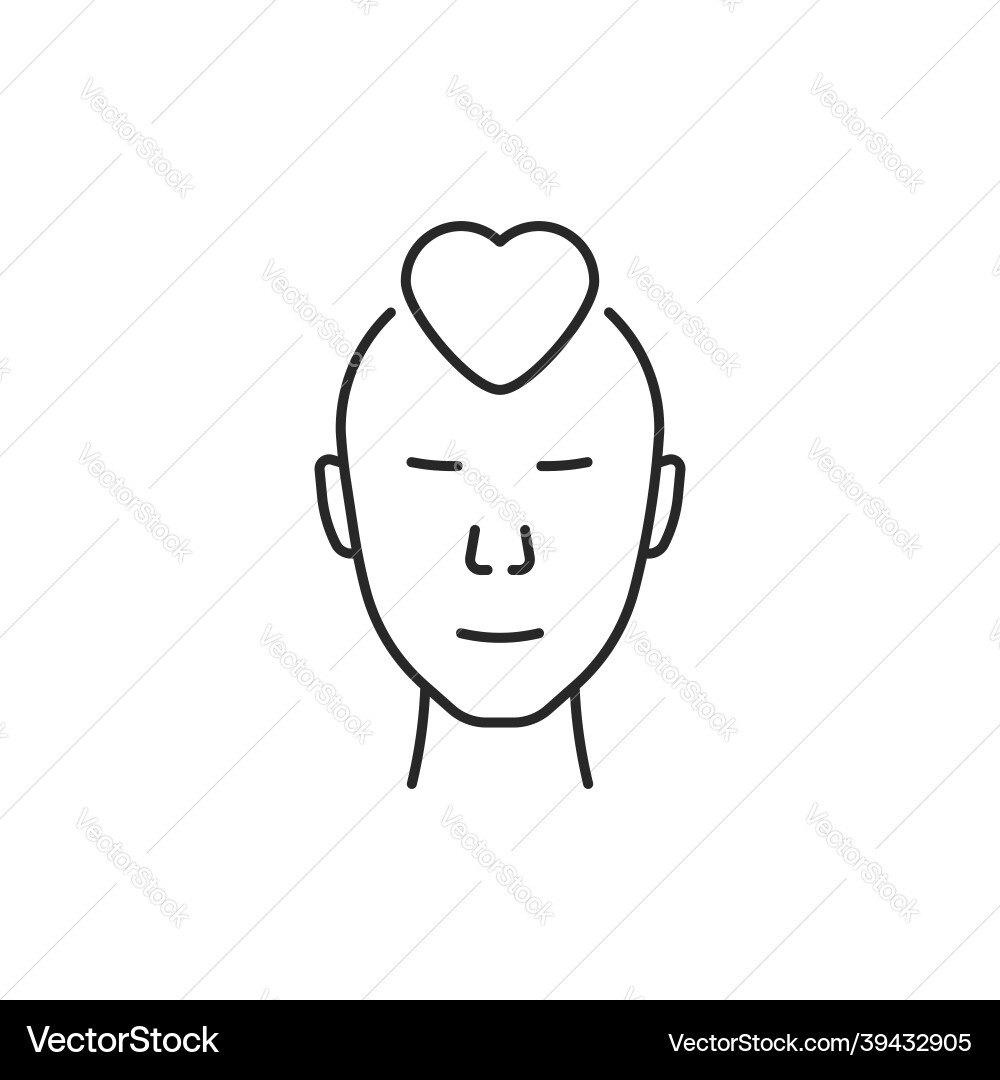 Linear human face with simple heart Royalty Free Vector