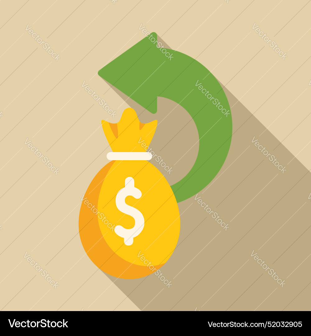 Money bag with rotating green arrow showing Vector Image