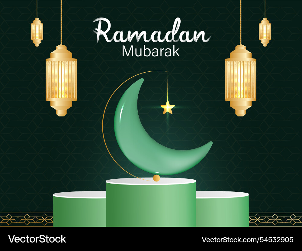 Ramadan mubarak 3d realistic crescent moon Vector Image
