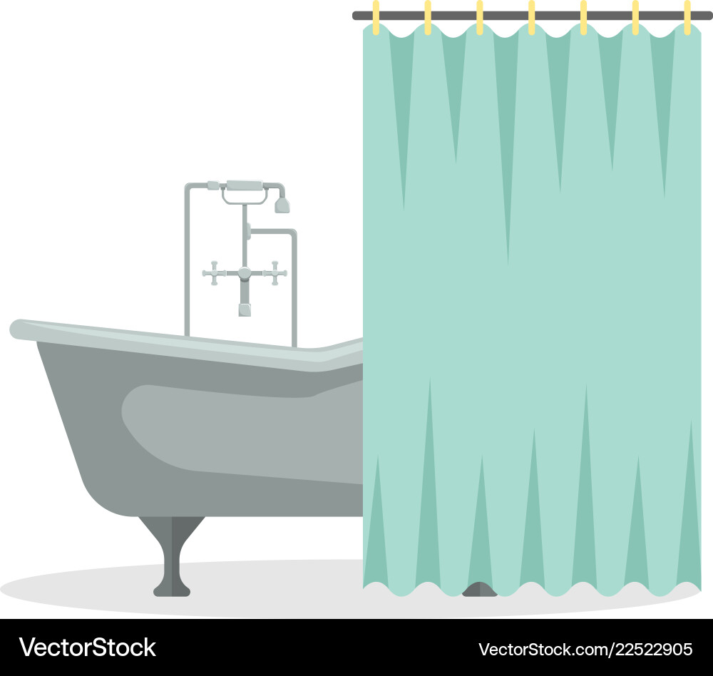 Roll-Top Bath with Shower Curtain Royalty Free Vector Image