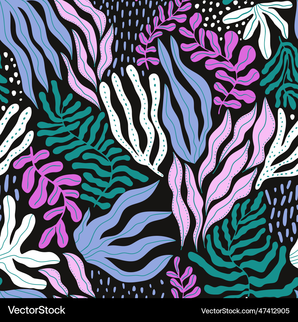 Seaweed seamless pattern hand drawn plants Vector Image