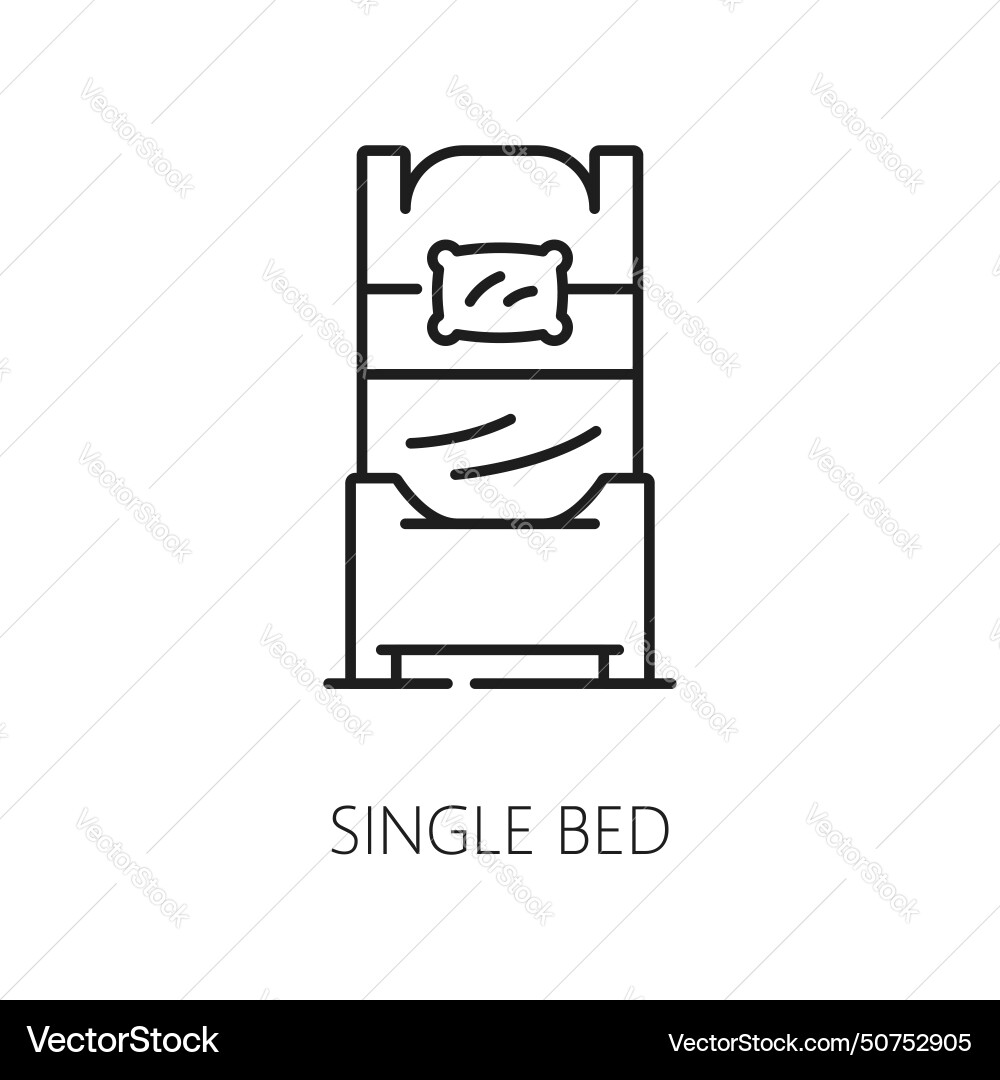 Single bed icon from hotel or restaurant thin line