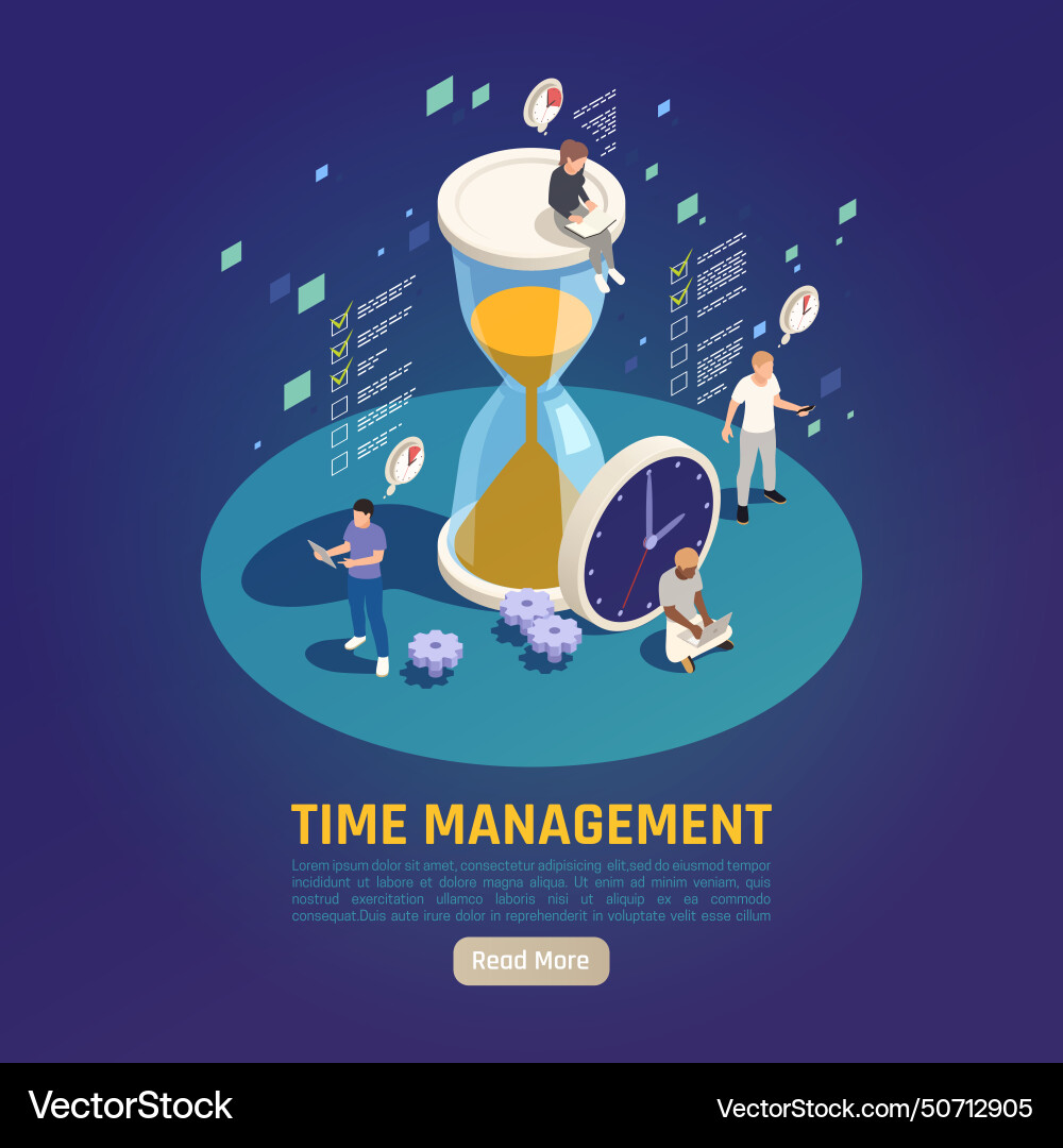 Time management isometric composition Royalty Free Vector