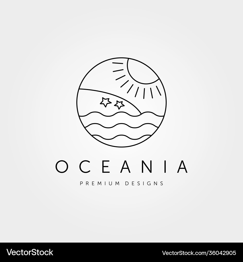 Tropical Island Line Art Logo Royalty Free Vector Image