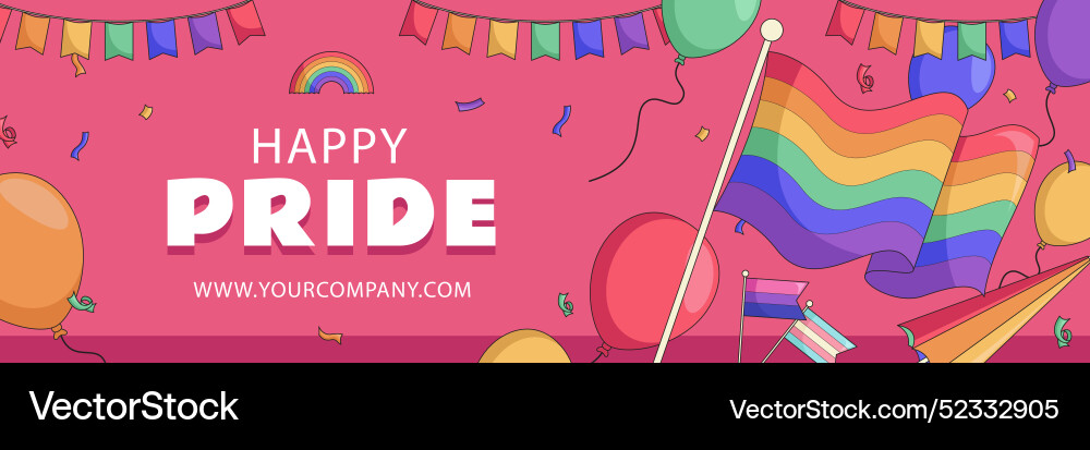 Twitter header template for pride month Royalty Free Vector