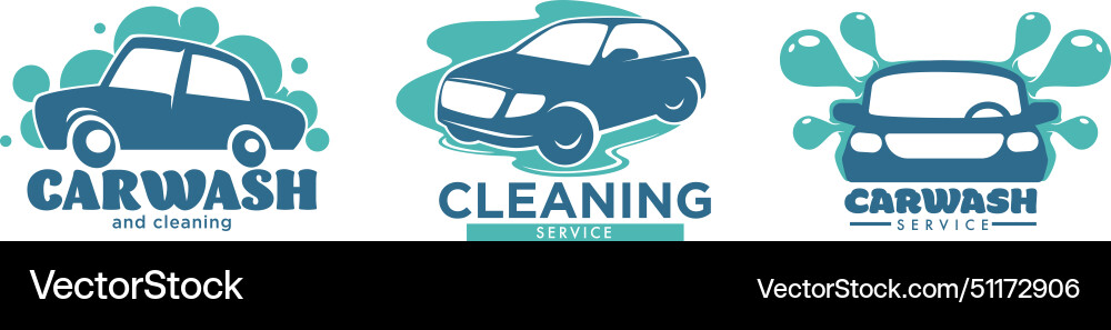 Car wash service logo set Royalty Free Vector Image