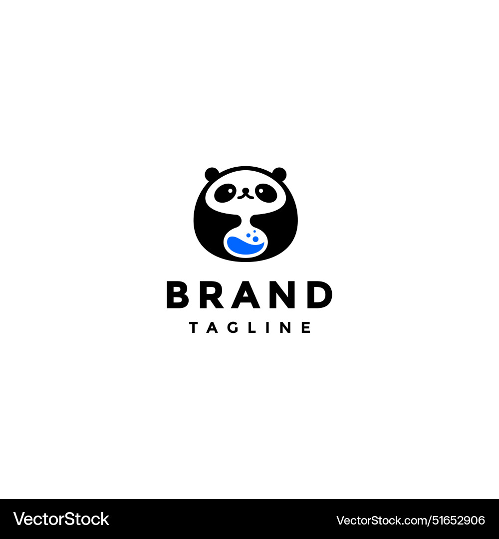 Cute panda labs logo design Royalty Free Vector Image