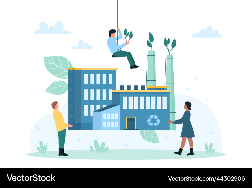 Eco friendly factory green technology tiny Vector Image