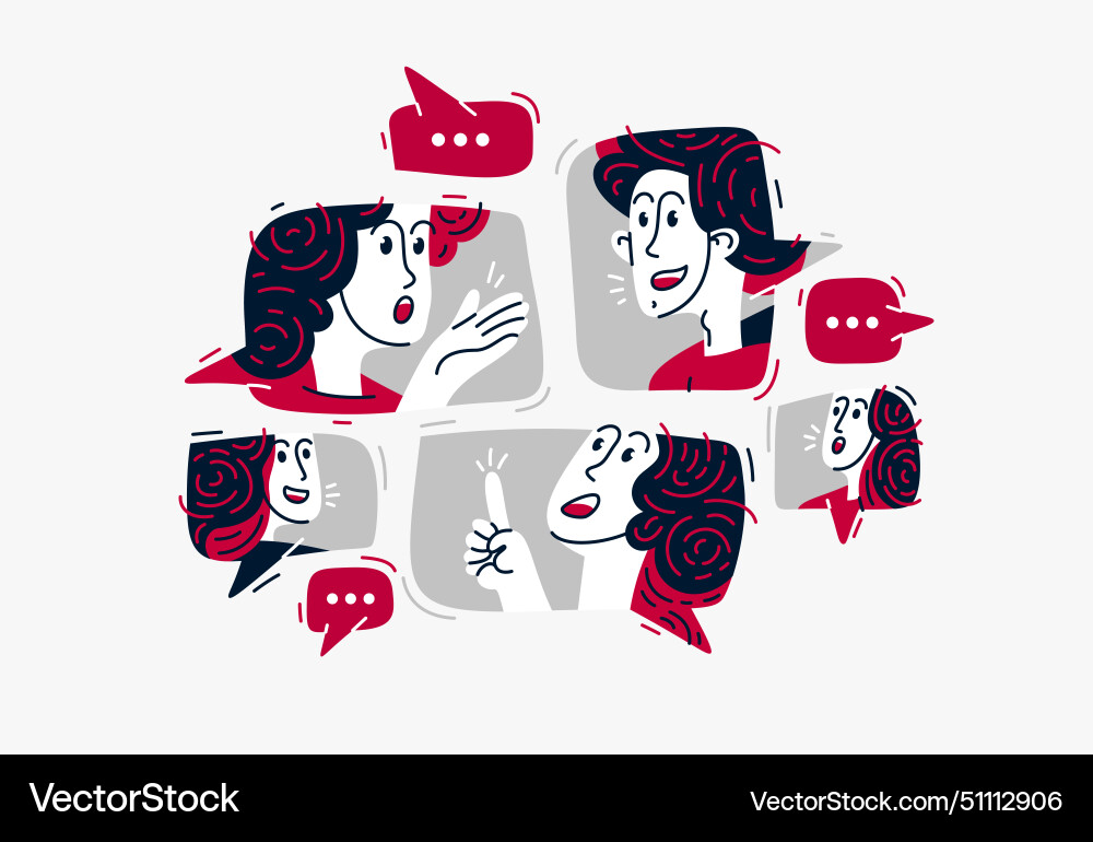 Group of young people having a video conference Vector Image