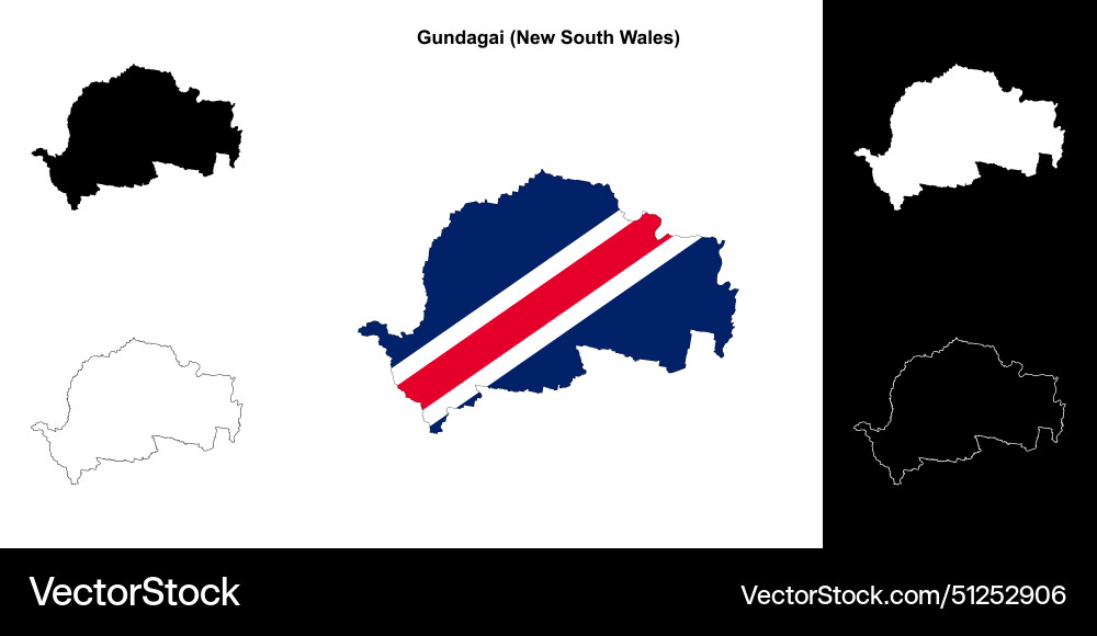 Gundagai outline map Royalty Free Vector Image