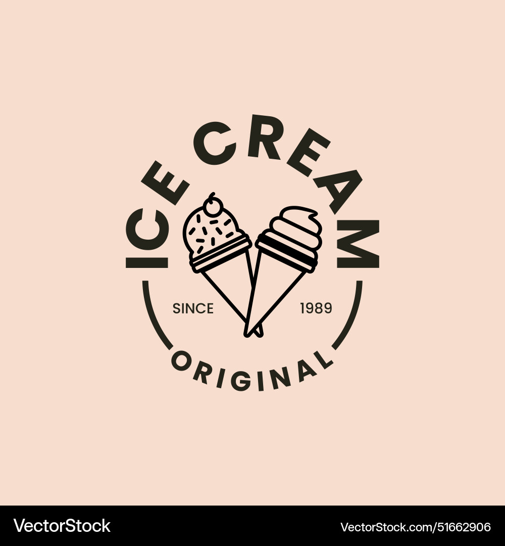 Ice cream label ice cream logo design Royalty Free Vector