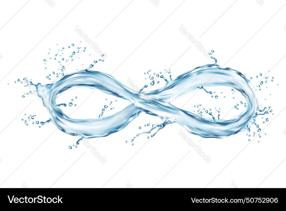 Infinity water splash loop wave and drops splatter