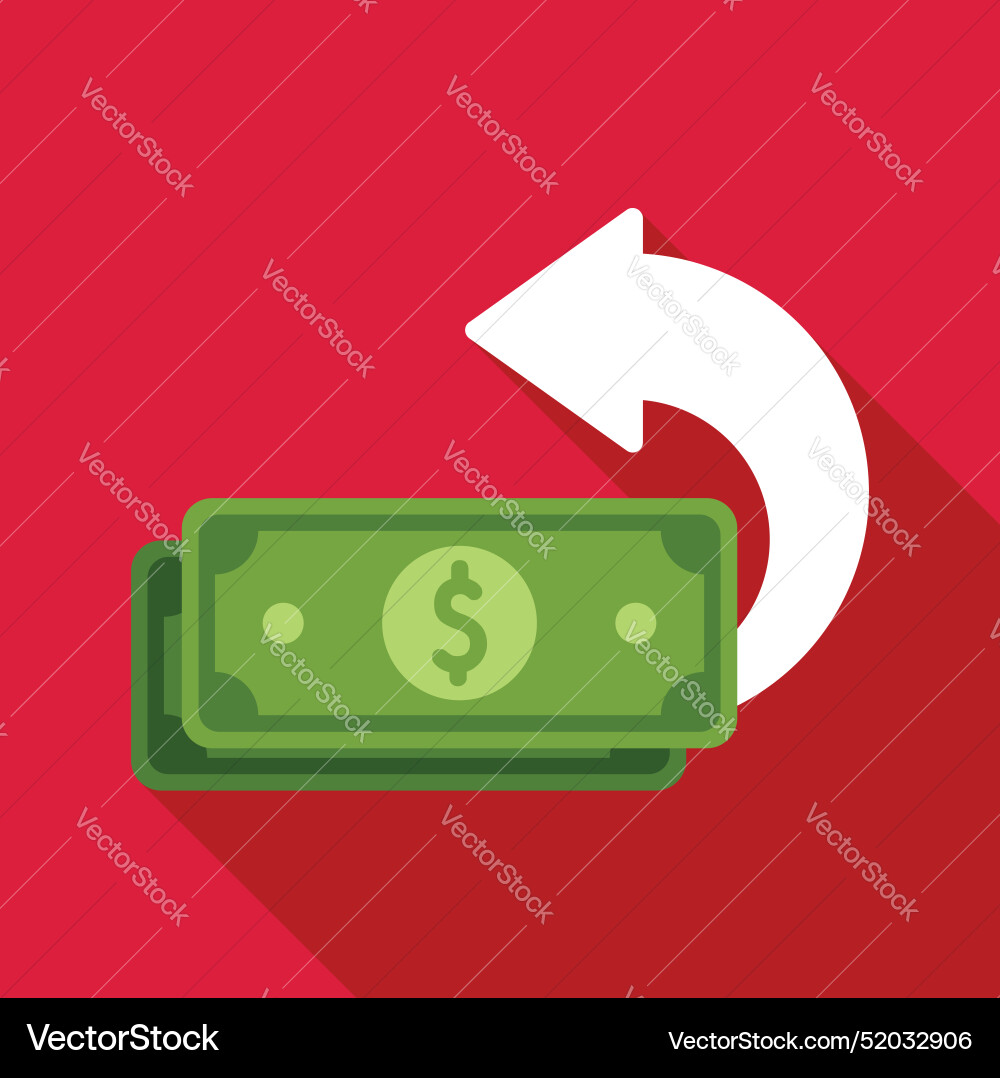 Money bills returning with arrow pointing left Vector Image