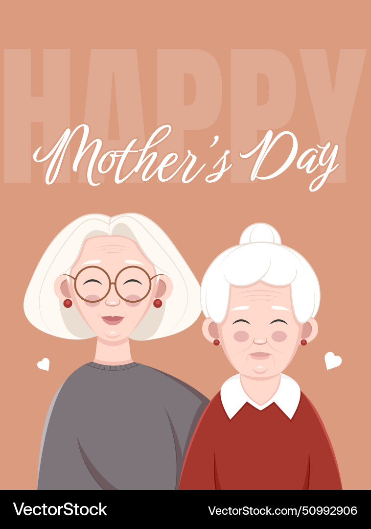 Portrait Of Adult Daughter Hugging Old Mother Vector Image