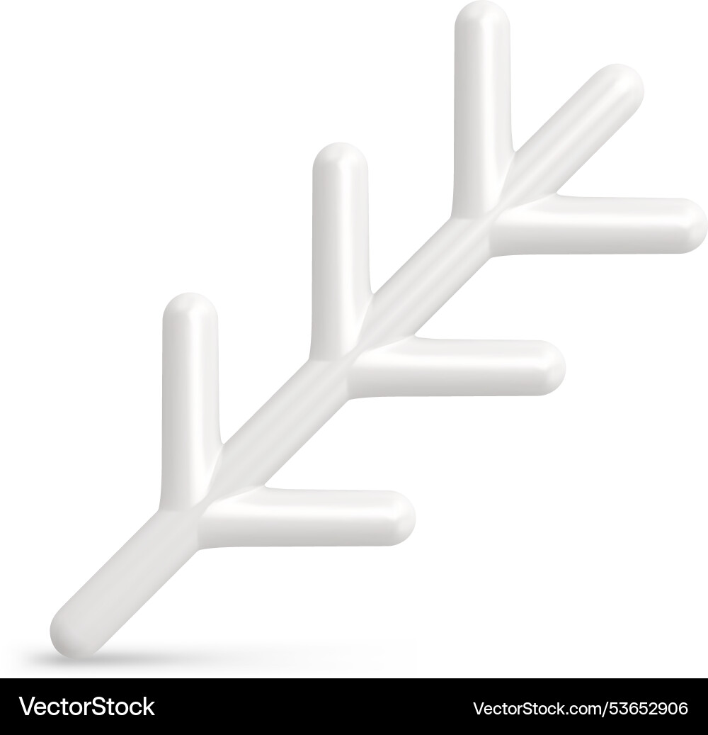 Realistic cute white glossy coniferous branch Vector Image