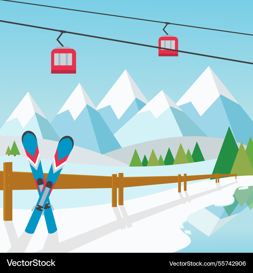Ski station background Royalty Free Vector Image