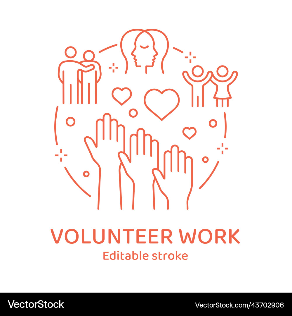 Volunteer Icon Vector Monochrome Volunteer Icon For Charity And