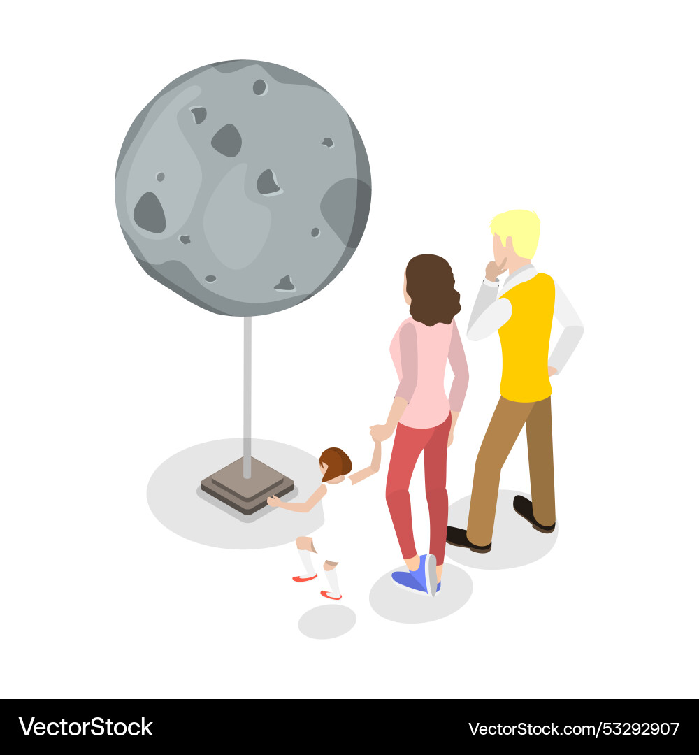 3d isometric flat set of planetarium Royalty Free Vector