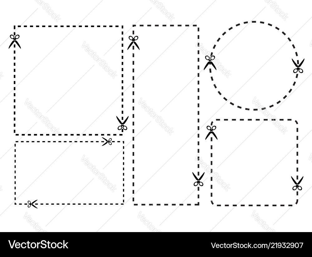 A cut out coupon rectangle shape with scissors Vector Image