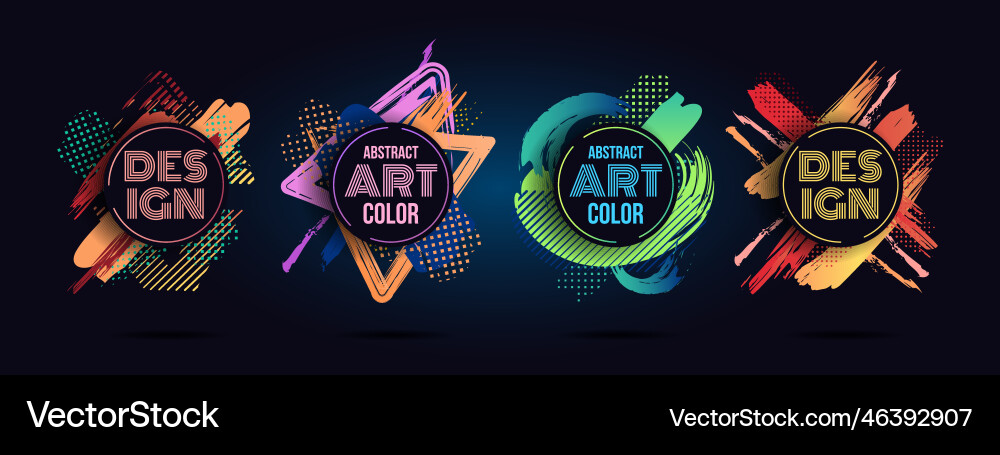 Graphic covers paint brush frames color splash Vector Image