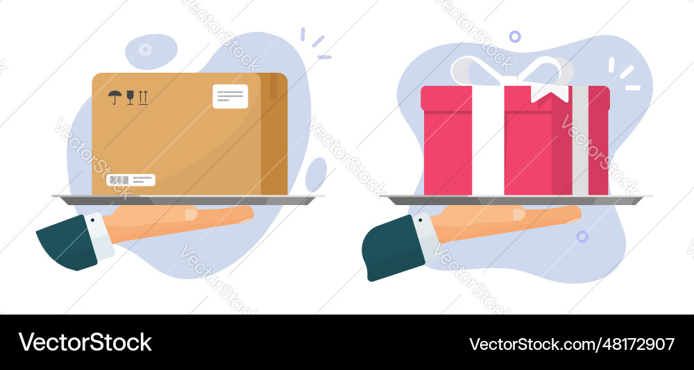 Hand Delivering Package Gift Box Royalty Free Vector Image